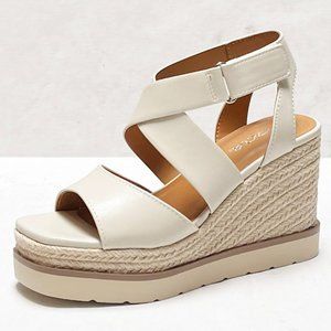 Shoes | New Women Beige Bone Strappy Espadrille Platform Wedge Sandals ...